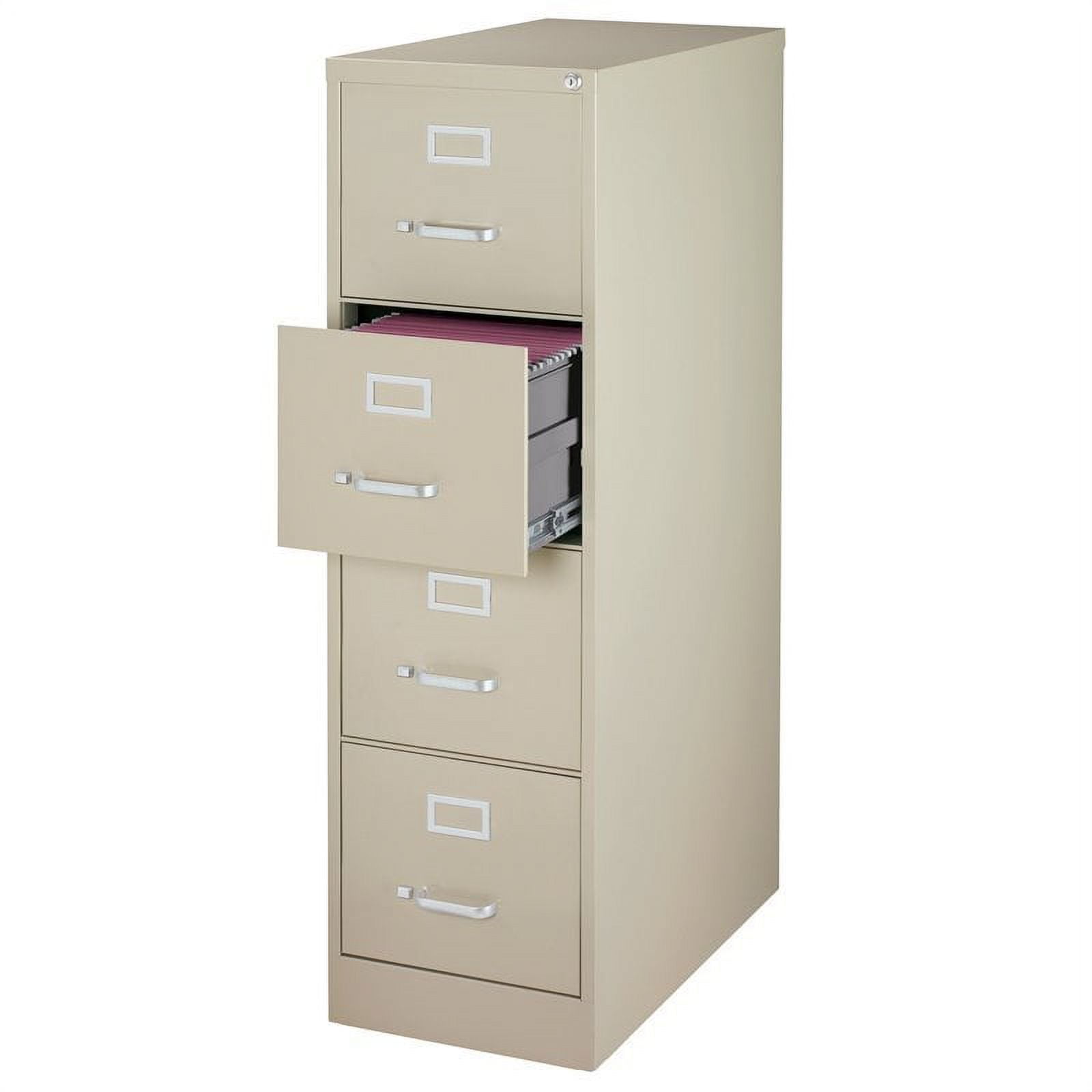 "Pemberly Row 25"" Deep 4 Drawer Letter File Cabinet in Putty, Fully ...