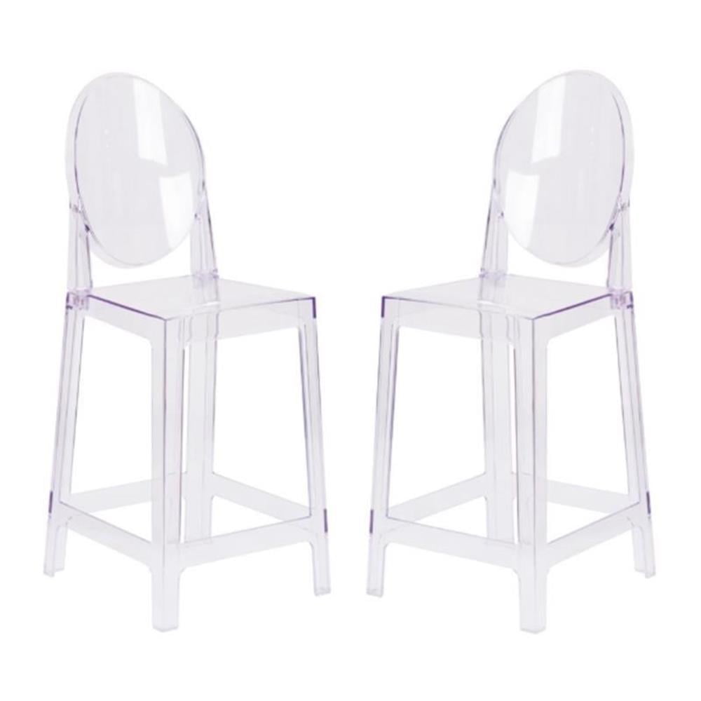Pemberly Row 25" Oval Back Ghost Counter Stool in Transparent Crystal ...
