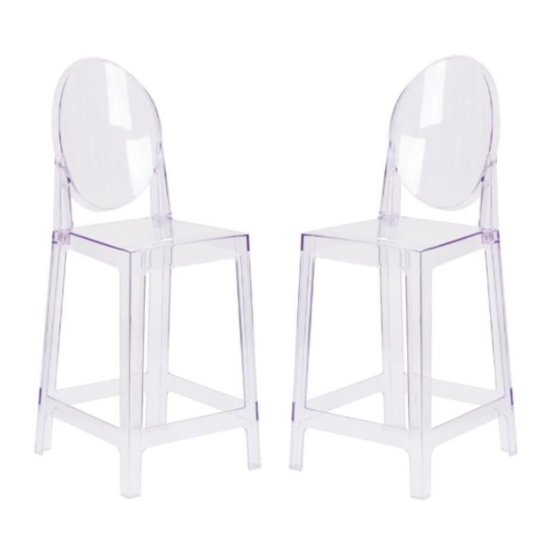 Pemberly Row 25" Oval Back Ghost Counter Stool in Transparent Crystal ...