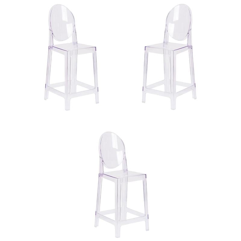 Pemberly Row 25" Oval Back Ghost Counter Stool in Transparent Crystal ...