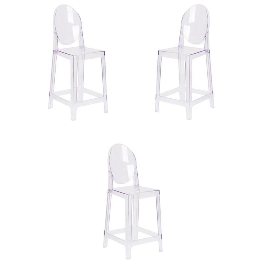 Pemberly Row 25" Oval Back Ghost Counter Stool in Transparent Crystal ...