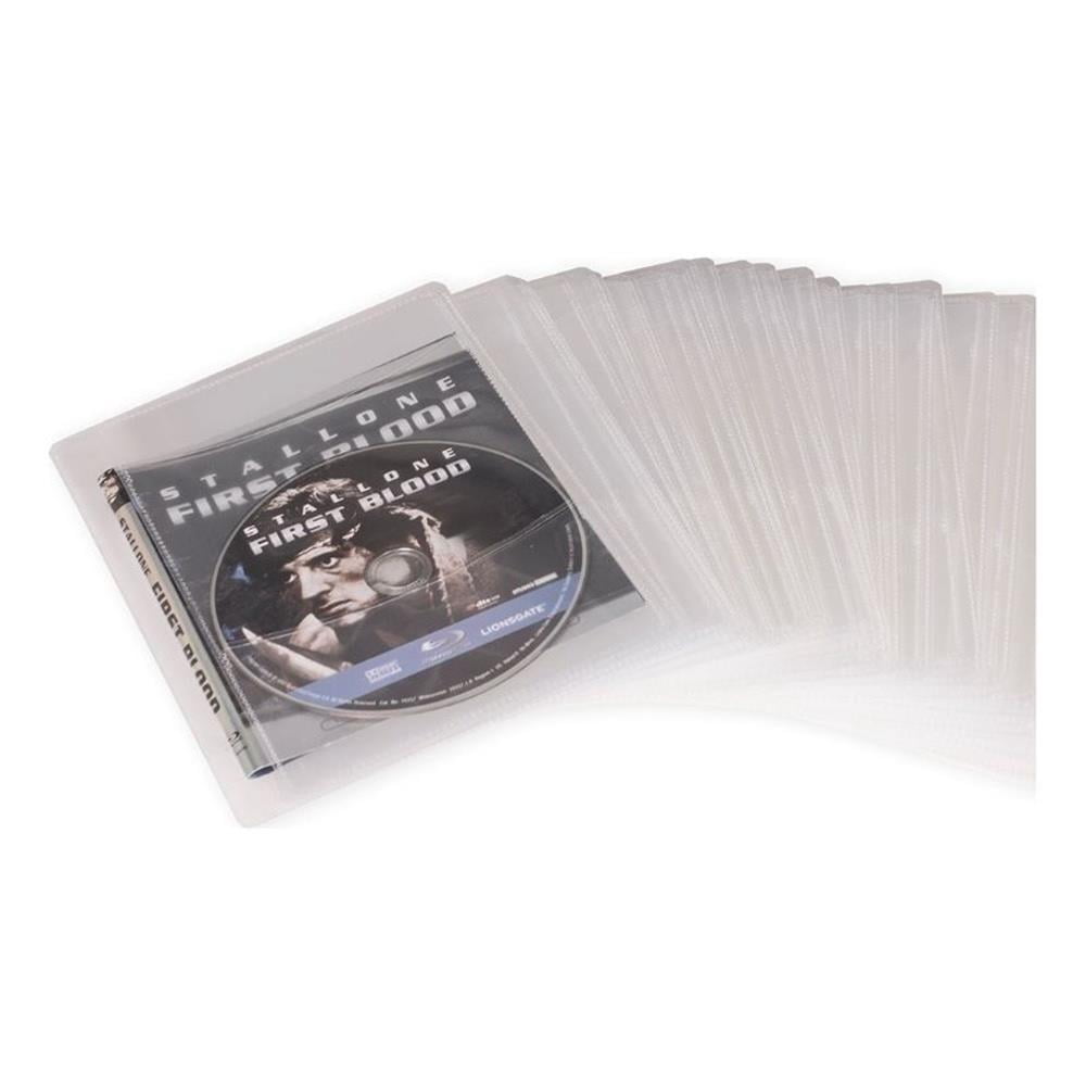 Pemberly Row 25 Pack Clear Pocketed Movie Sleeves For Discs (CDs DVDs ...