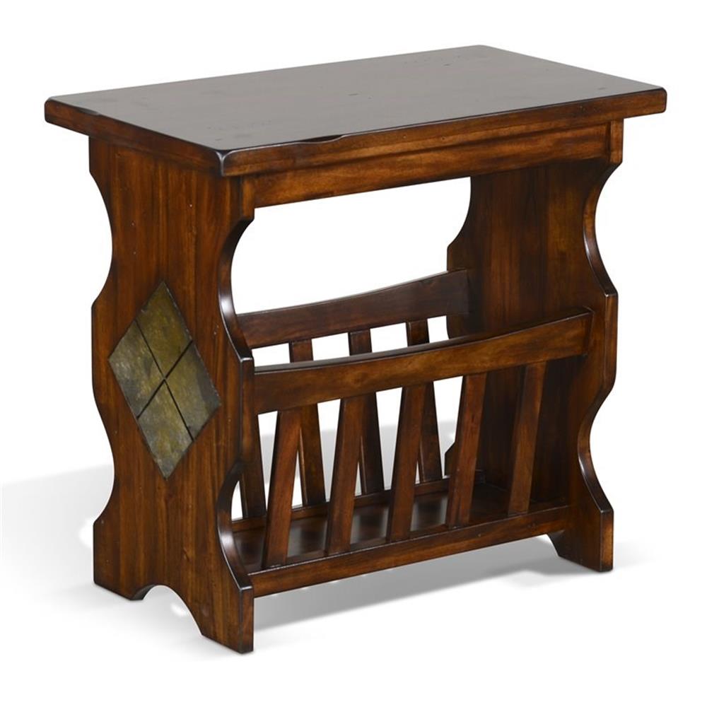 Pemberly Row 25" Traditional Small Wood Magazine Rack Table in Dark ...