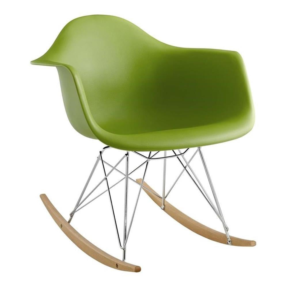 Pemberly Row 26" Mid-Century Plastic Rocker Arm Chair in Green ...