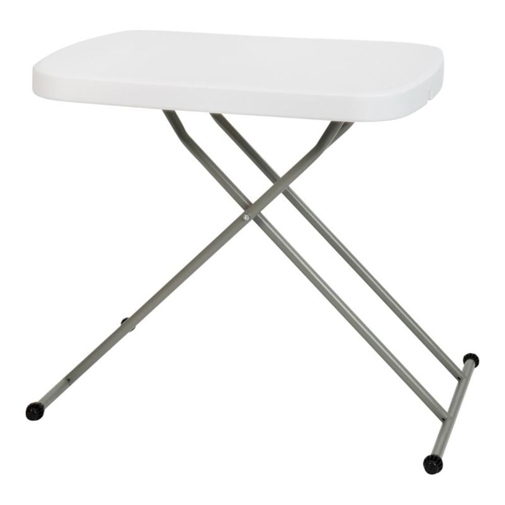 Pemberly Row 26" Plastic Folding TV Tray/Laptop Table in Granite White ...