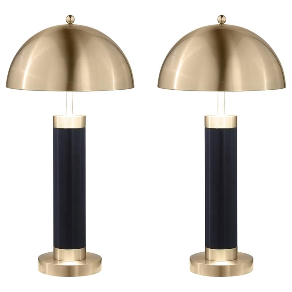 Pemberly Row 28-inch Dome Shade Pillar Metal Table Lamp Black - Walmart.com