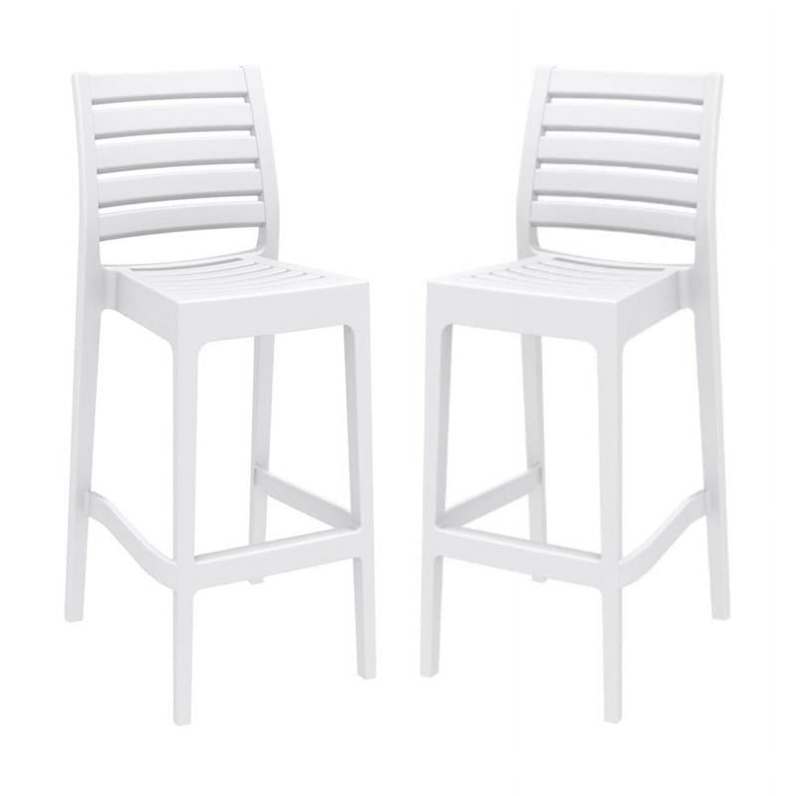 Pemberly Row 29.5" Outdoor Stackable Resin Bar Stool in White - Set of ...
