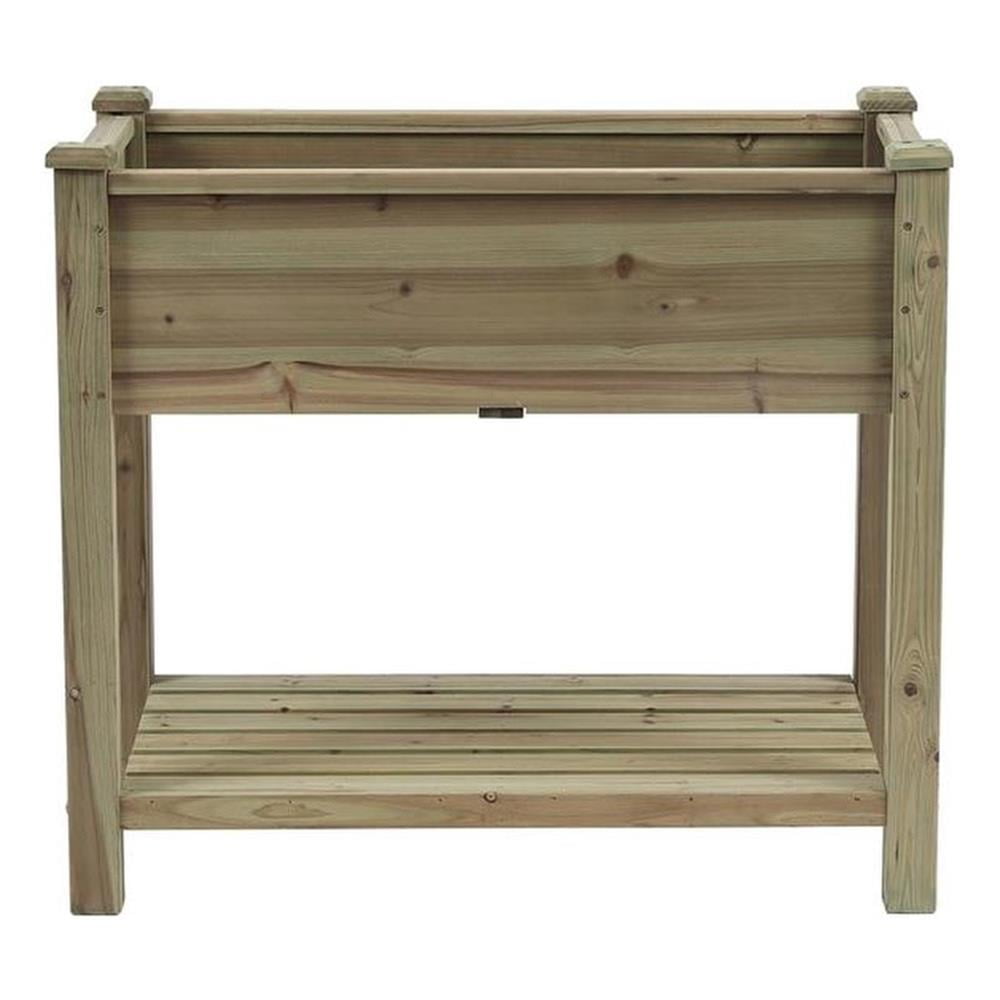 Pemberly Row 29.9" H Natural Wood Rectangular Raised Garden Planter ...