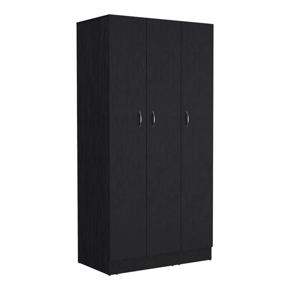 Pemberly Row 3-Door Engineered Wood Wardrobe Armoire in Black - Walmart ...