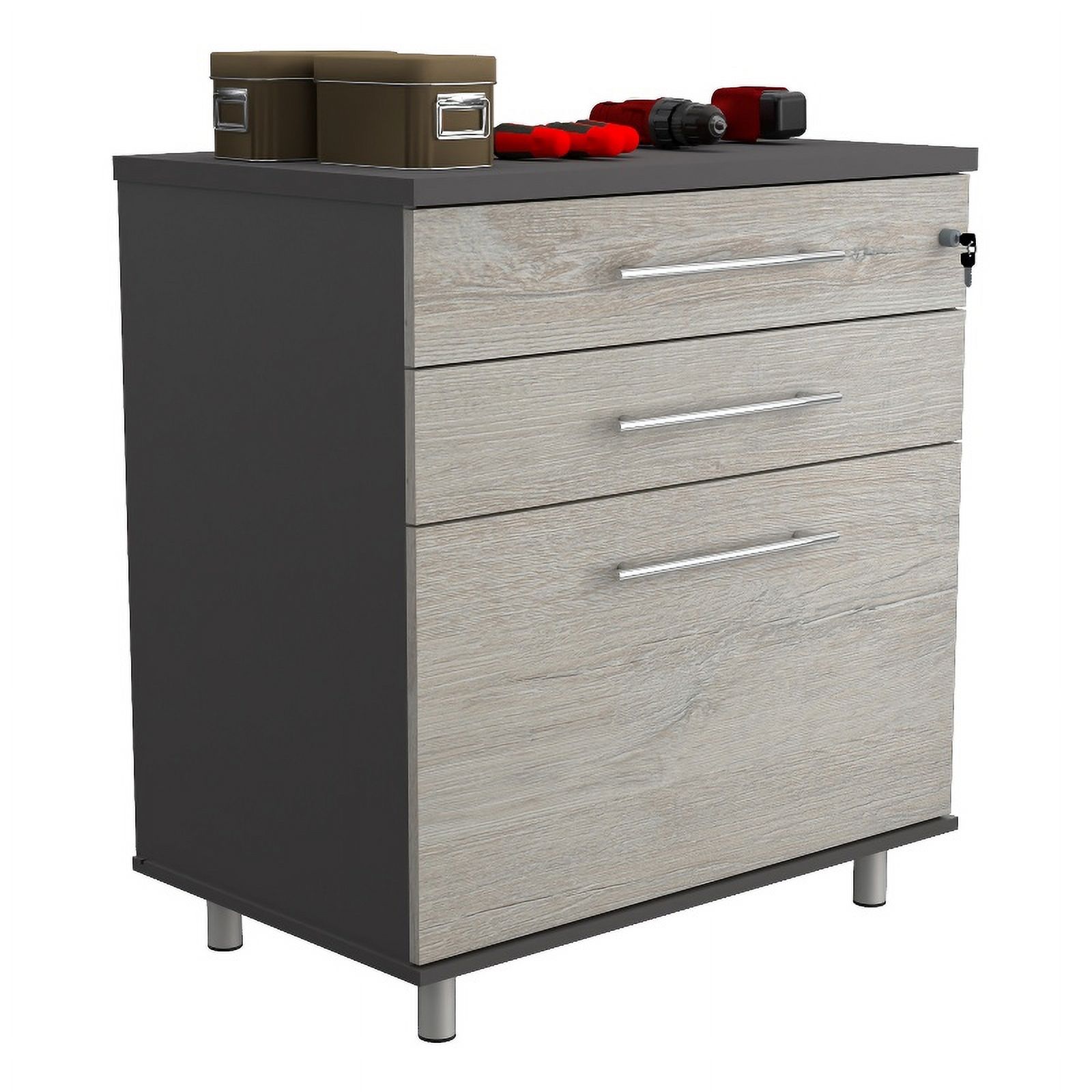 Pemberly Row 3-Drawer Engineered Wood Garage Cabinet in Gray - Walmart.com
