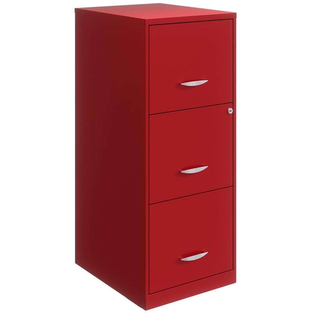 Pemberly Row 3 Drawer Metal Vertical File Cabinet with Lock in Lava Red ...