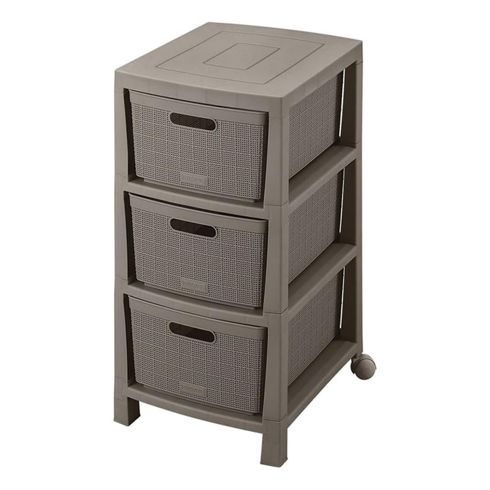 Pemberly Row 3-Drawer Resin Storage Cabinet with Front Legs in Mocha ...