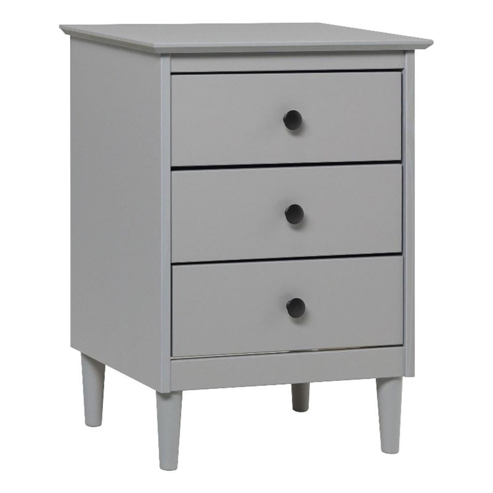 Pemberly Row 3-Drawer Solid Wood Nightstand Accent Table - Gray ...