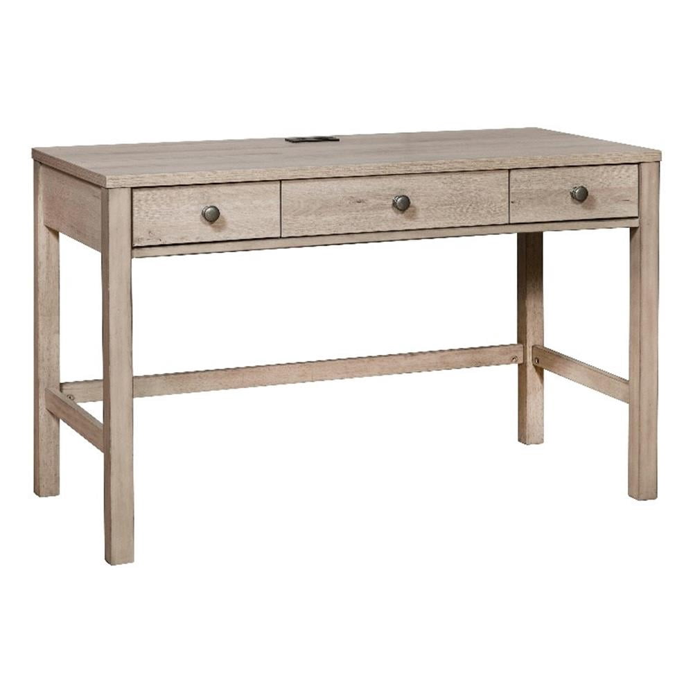 Pemberly Row 3 Drawer USB Charging Desk in Brown Wood Finish - Walmart.com