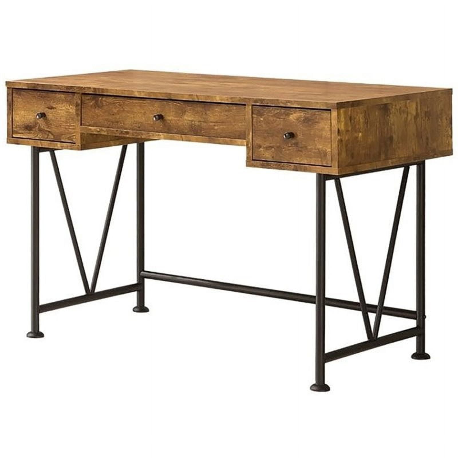 Pemberly Row 3 Drawer Writing Desk in Antique Nutmeg and Black ...