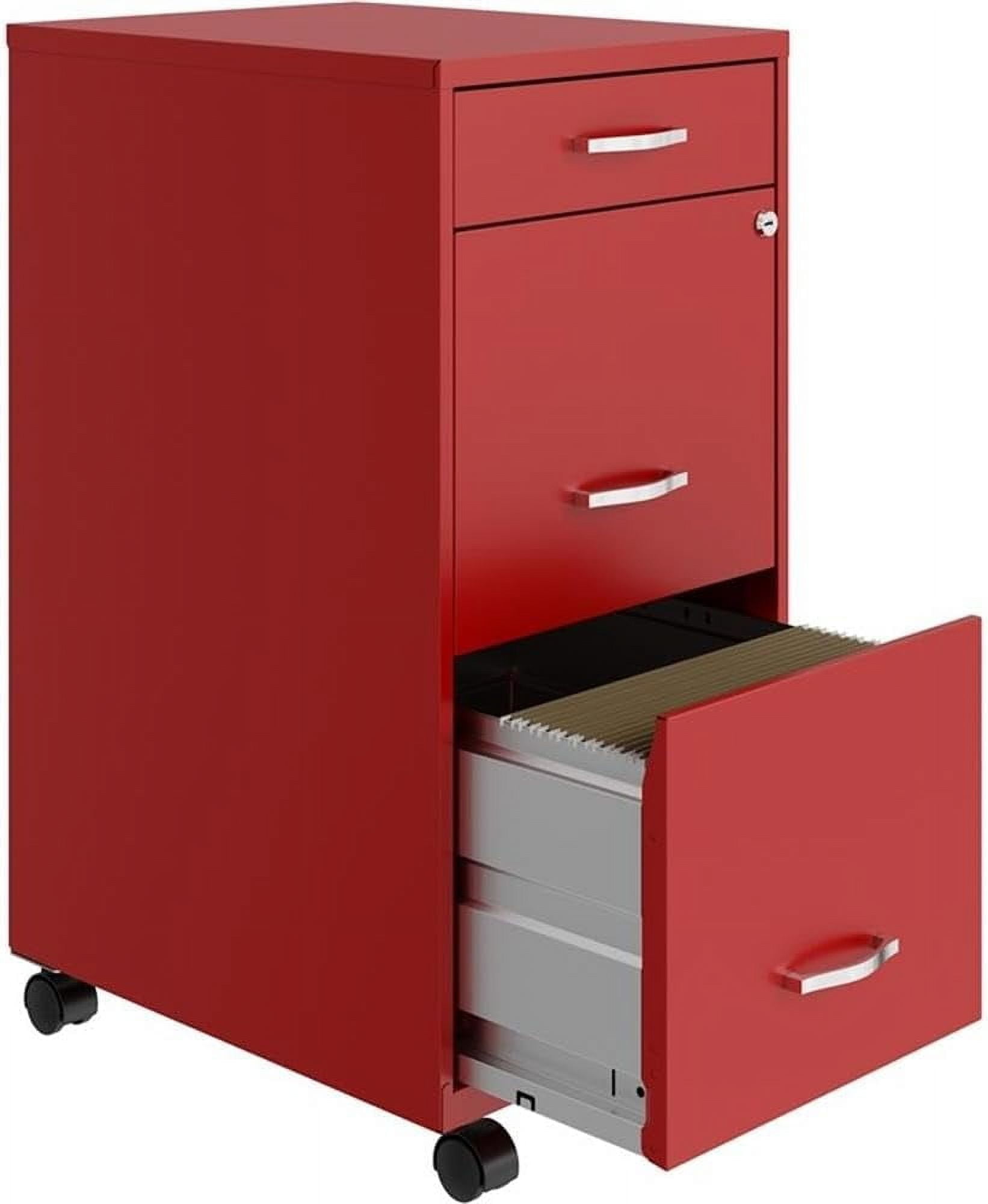 Pemberly Row 3 Drawers 29.52" Vertical Red Metal Filing Cabinet ...