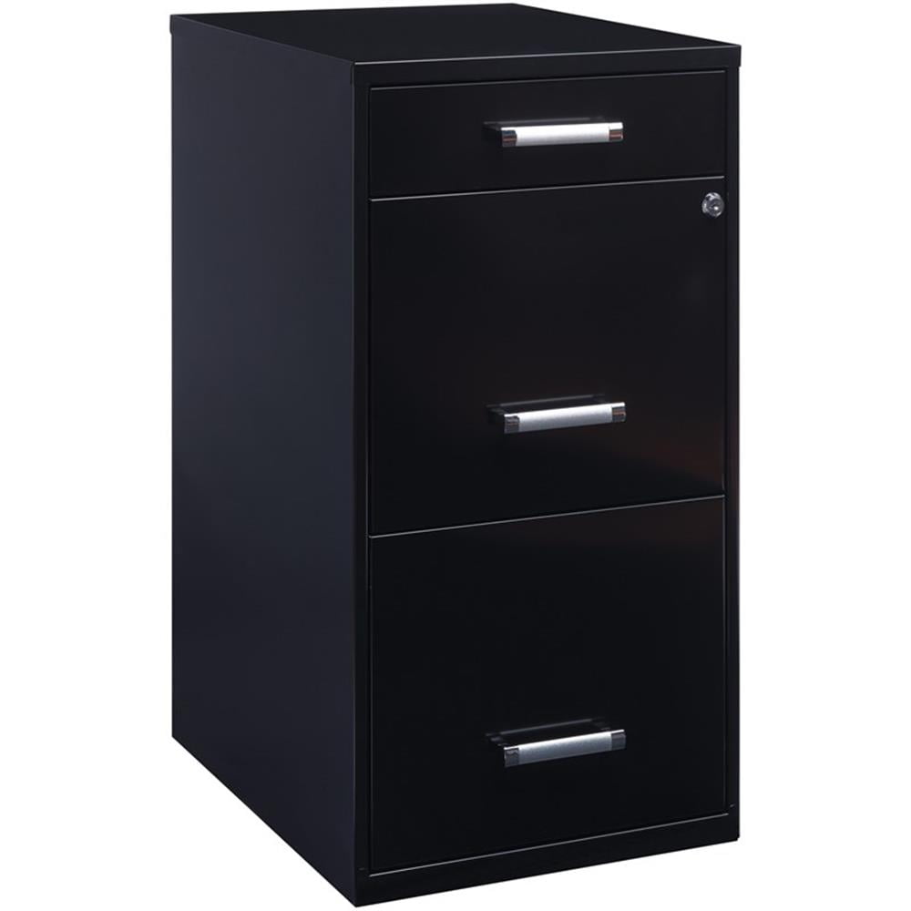 Pemberly Row 3-Drawers Metal Filing Cabinet with Pencil Drawer in Black ...