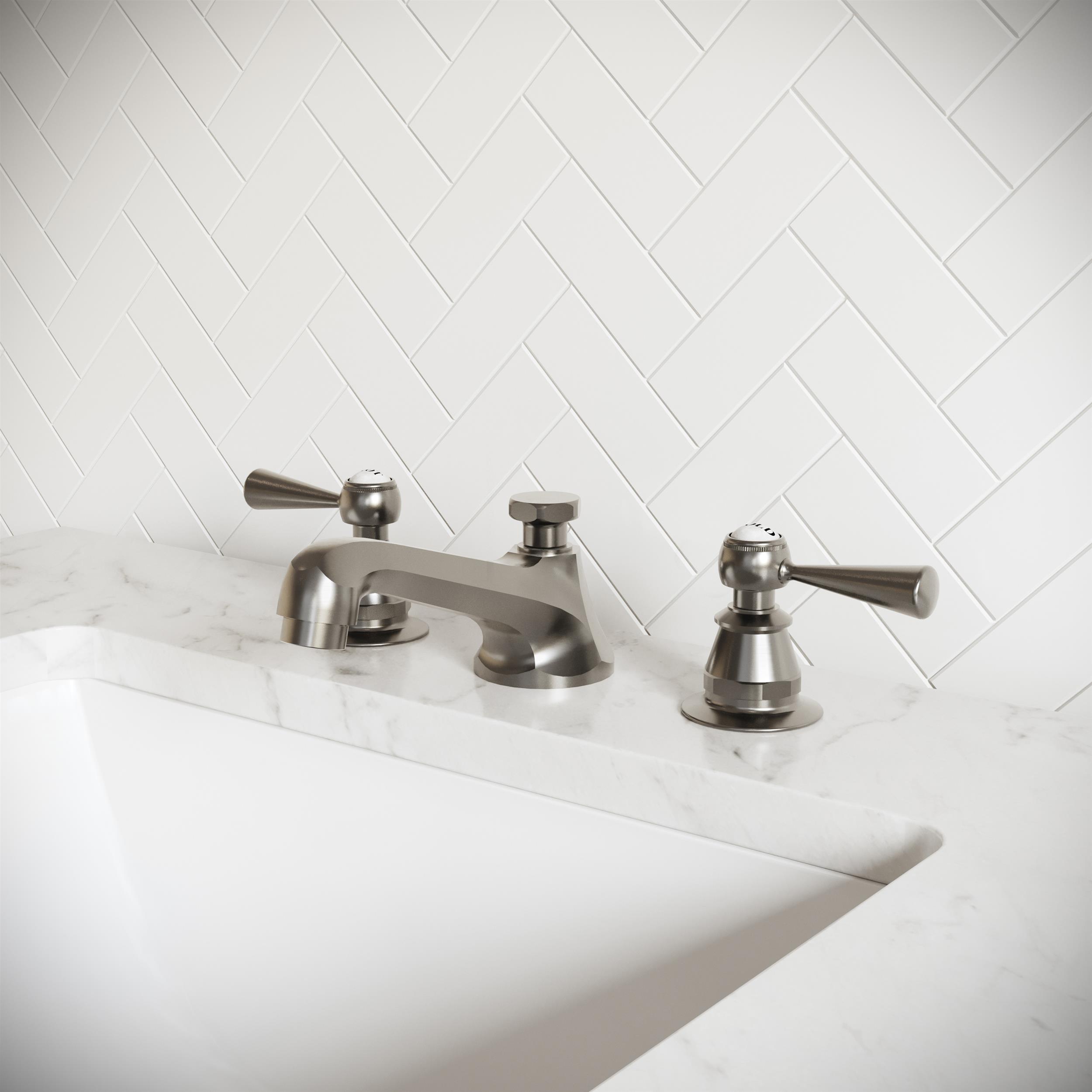 Pemberly Row 3" Lever Handles Solid Brass Faucet in Brushed Nickel ...
