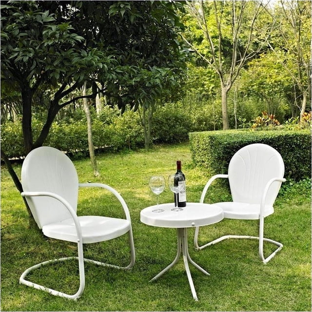 Pemberly Row 3 Metal Outdoor Seating Set in White - Walmart Business ...