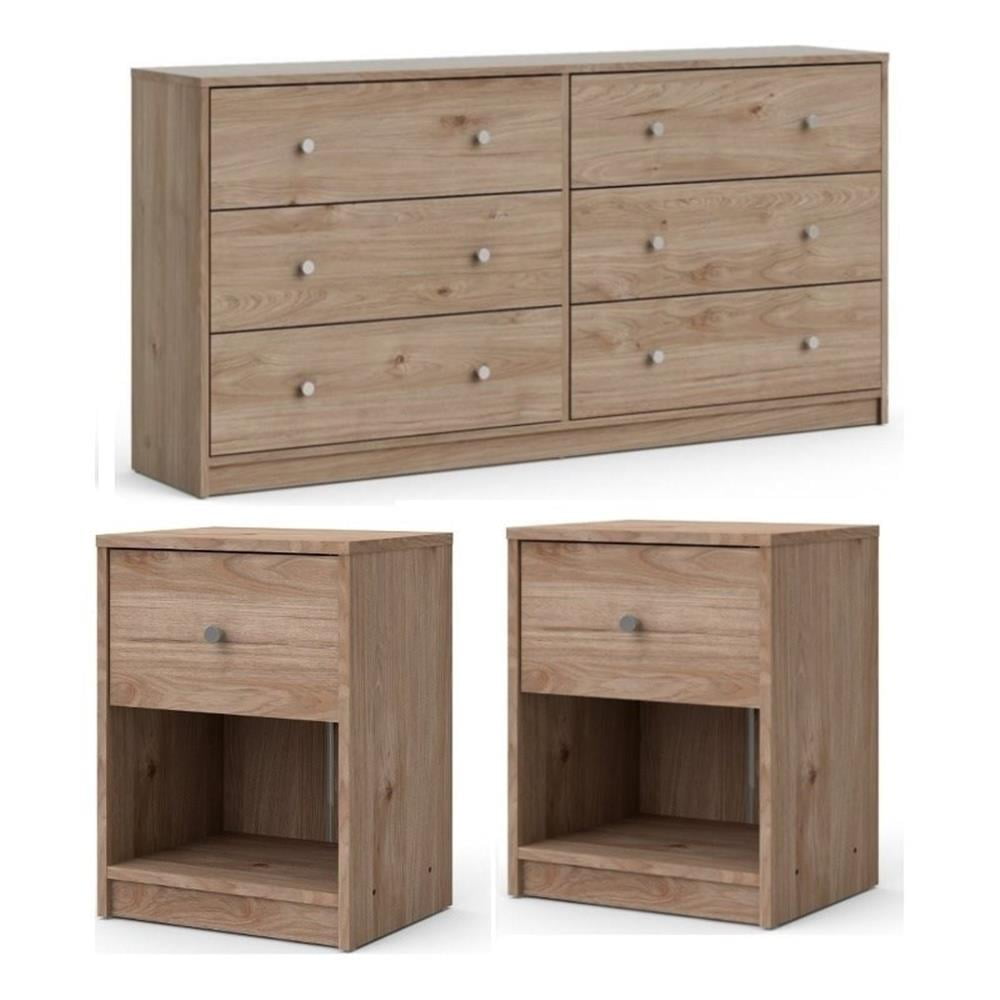 Pemberly Row 3 Piece Dresser and Nightstand Bedroom Set in Jackson ...