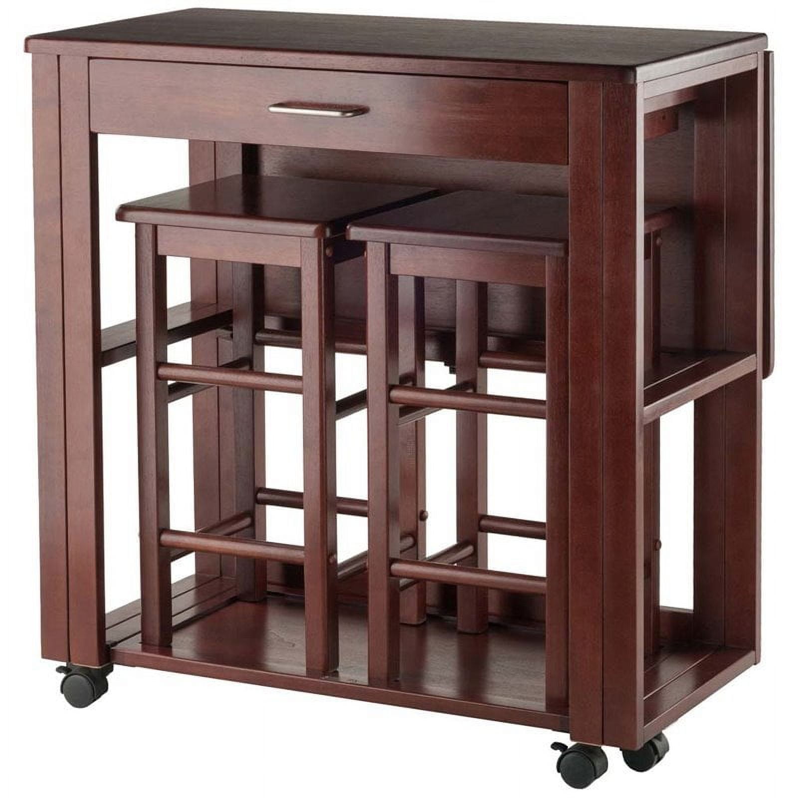 Pemberly Row 3 Piece Drop Leaf Counter Height Dining Set in Walnut ...