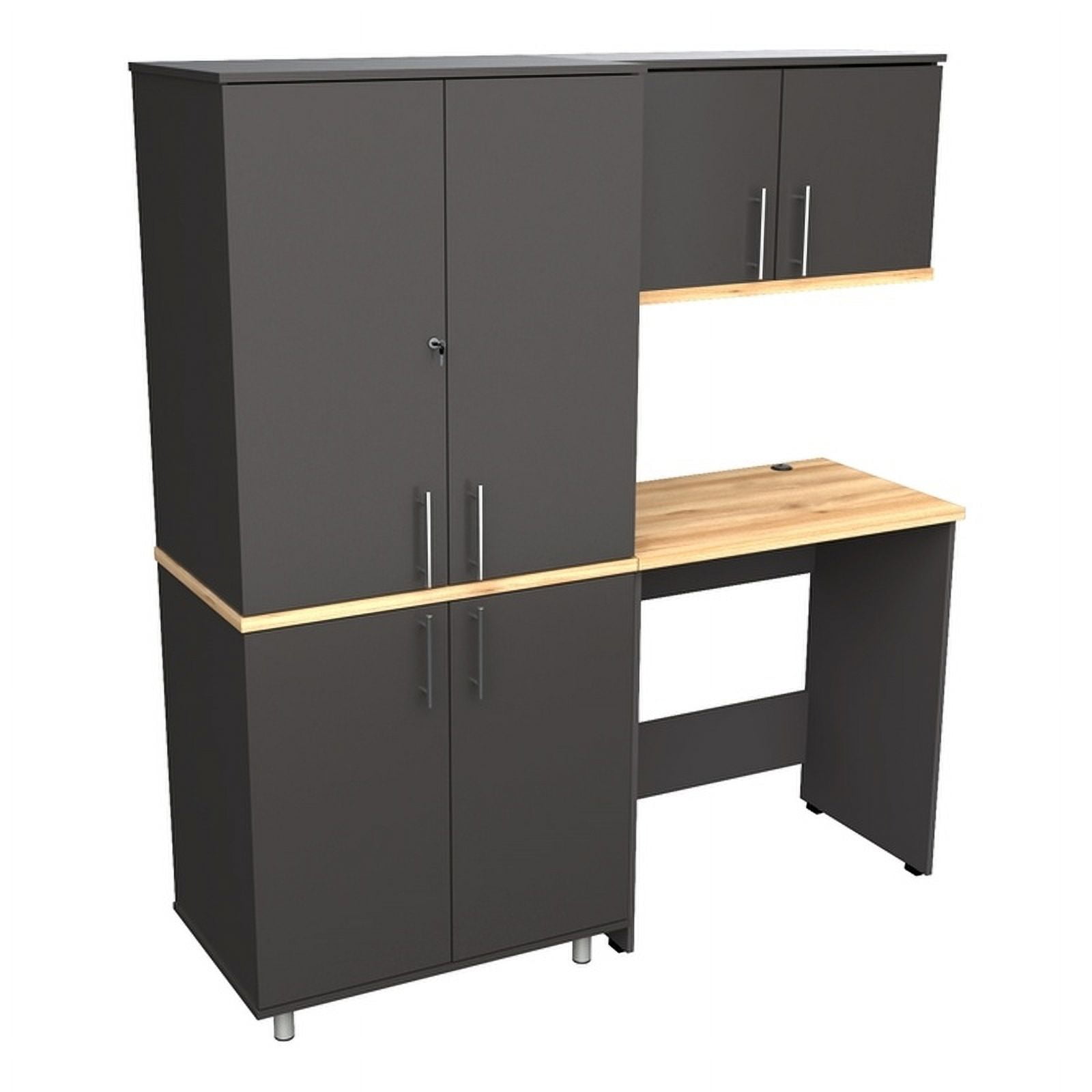 Pemberly Row 3-Piece Engineered Wood Garage Cabinet Set in Dark Gray ...