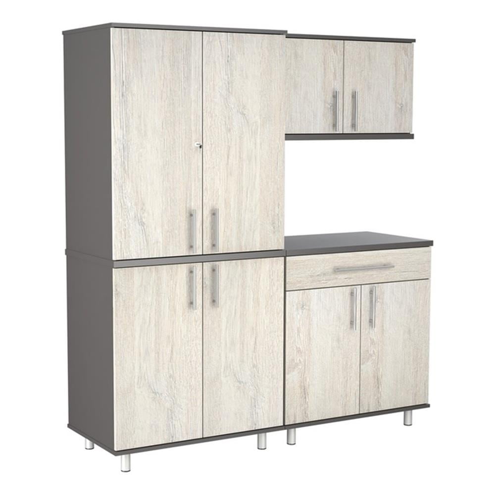 Pemberly Row 3-Piece Engineered Wood Garage Cabinet Set in Gray ...