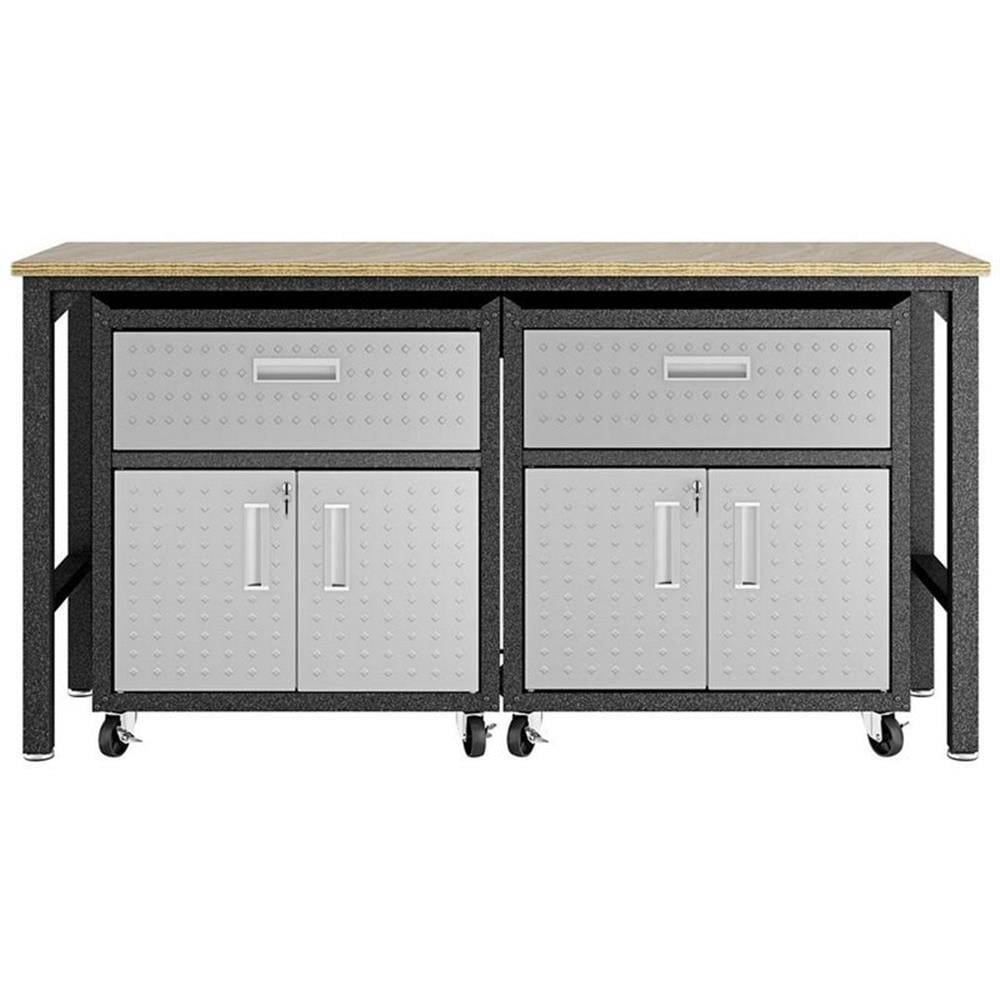 Pemberly Row 3-Piece Modern Metal Mobile Garage Cabinets Set in Gray ...
