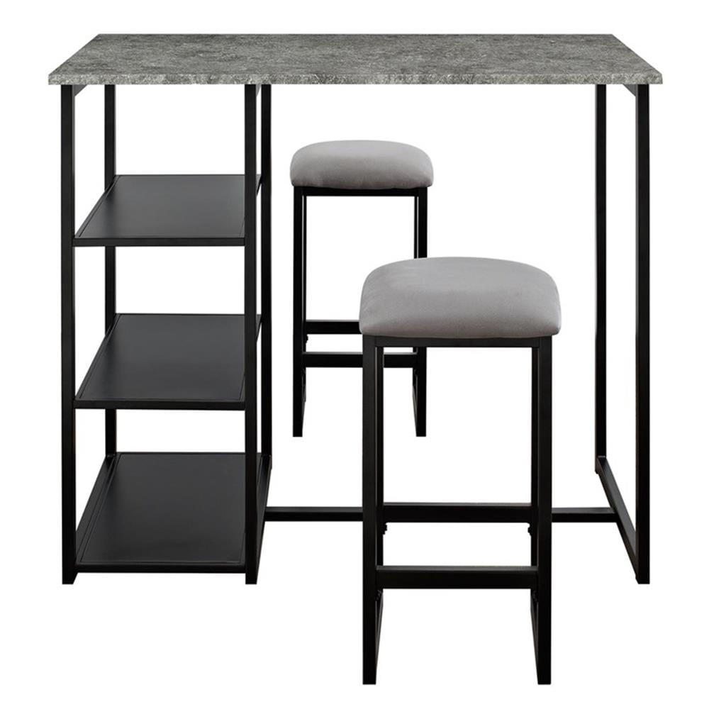 Pemberly Row 3-Piece Pub Set with Faux Concrete in Gray-Black - Walmart.com