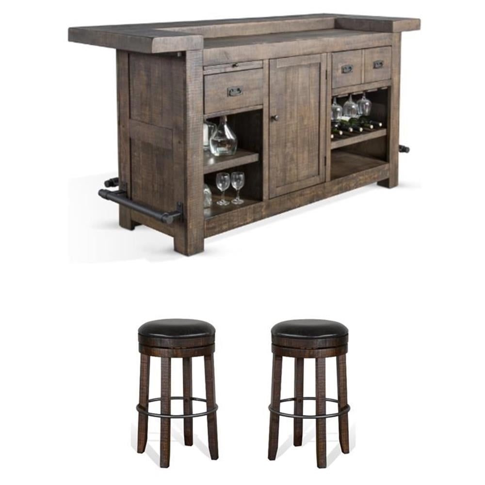 Pemberly Row 3-Piece Set with Gorgeous Bar Unit and 2 Backless Swivel ...