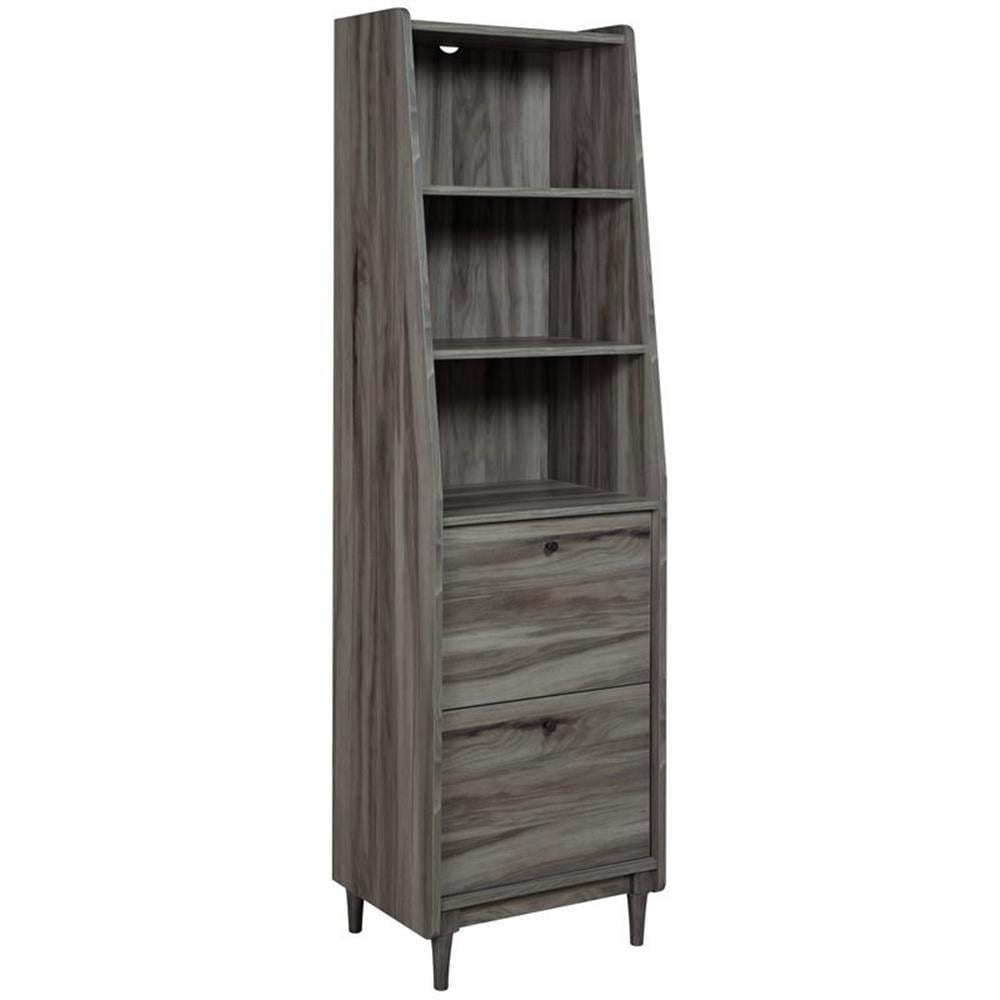 Pemberly Row 3-Shelf Mid-Century Wood Narrow Bookcase in Dark Wood ...