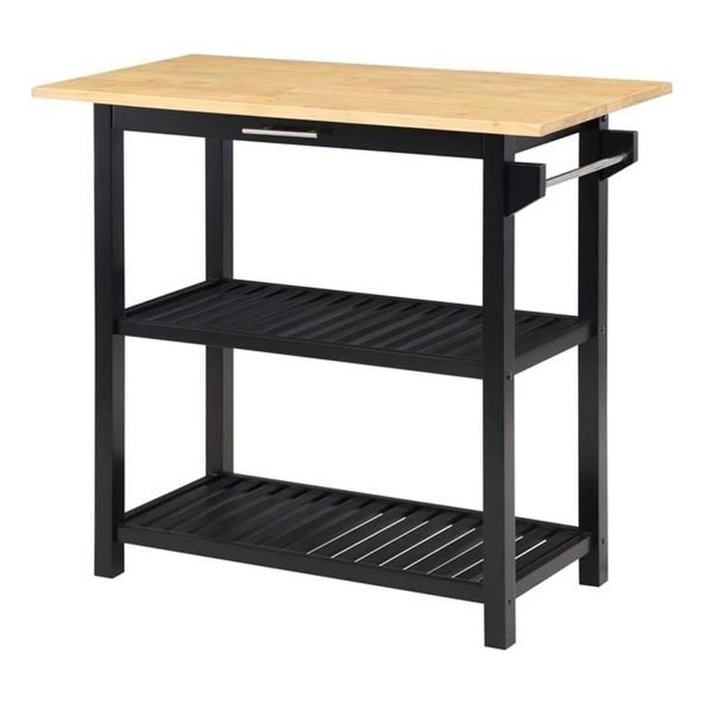 Pemberly Row 3-Tier Butcher Block Kitchen Prep Island with Drawer ...