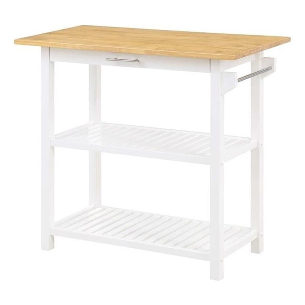 Pemberly Row 3-Tier Butcher Block Kitchen Prep Island with Drawer ...