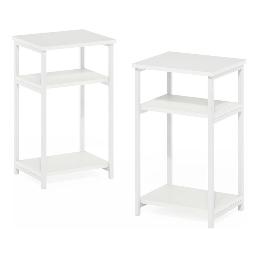 Pemberly Row 3-Tier Industrial Metal Frame End Table with Storage White ...
