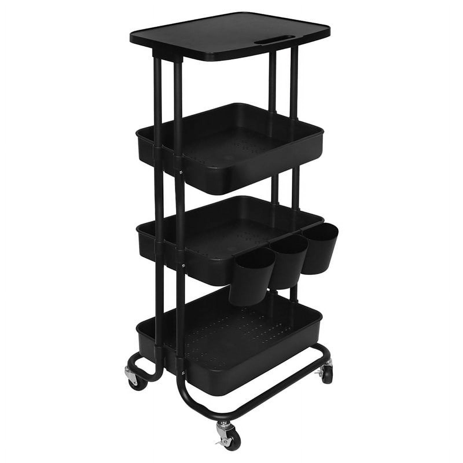 Pemberly Row 3-Tier Table Top Plastic Storage Trolley Rolling Cart in ...