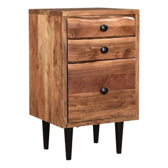 Pemberly Row 3-drawer Live Edge Solid Wood Filing Cabinet in Brown ...
