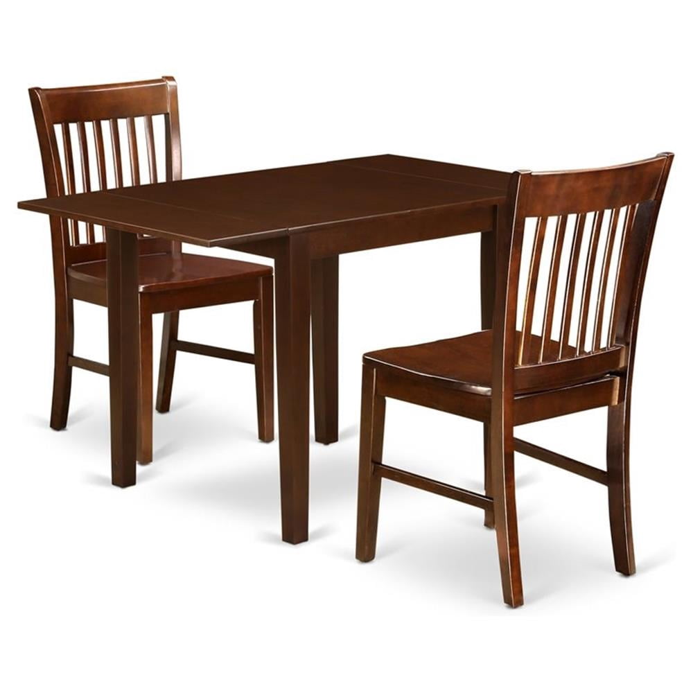 Pemberly Row 3-piece Dining Table and Slat Back Chairs in Mahogany ...