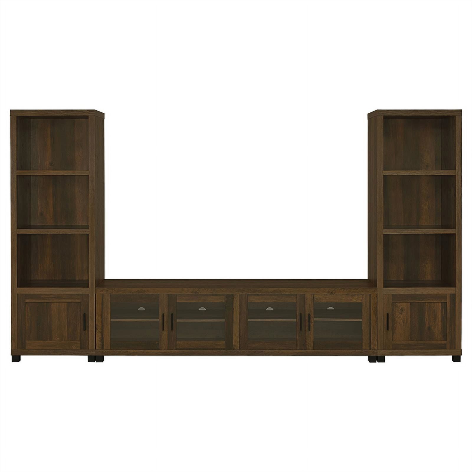 Pemberly Row 3-piece Transitional Wood Entertainment Center in Dark ...