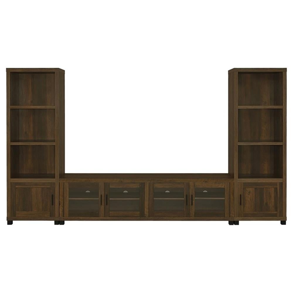 Pemberly Row 3-piece Transitional Wood Entertainment Center in Dark ...