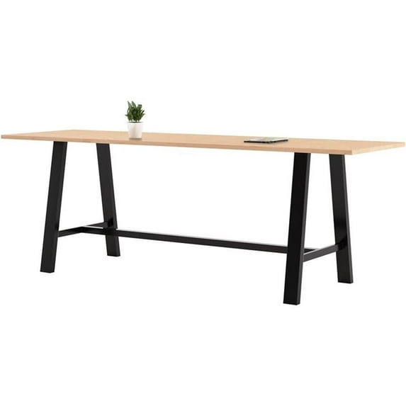 Pemberly Row 3' x 10' Wood Top Bar Height Conference Table in Maple ...