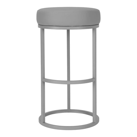 Pemberly Row 30" Modern Faux Leather & Metal Stand Bar Stool in Gray ...
