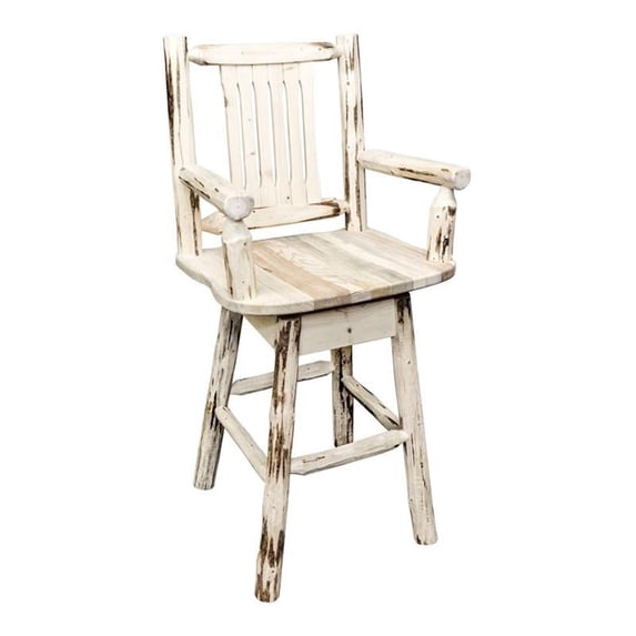 Pemberly Row 30" Handcrafted Wood Captain's Barstool with Back in ...