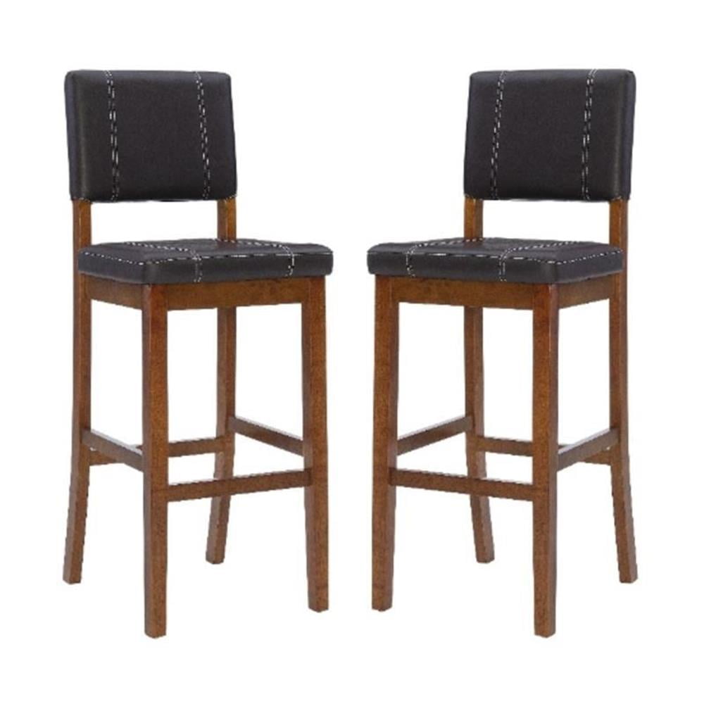 Pemberly Row 30" Wood Bar Stool in Dark Brown Finish - Set of 2 ...