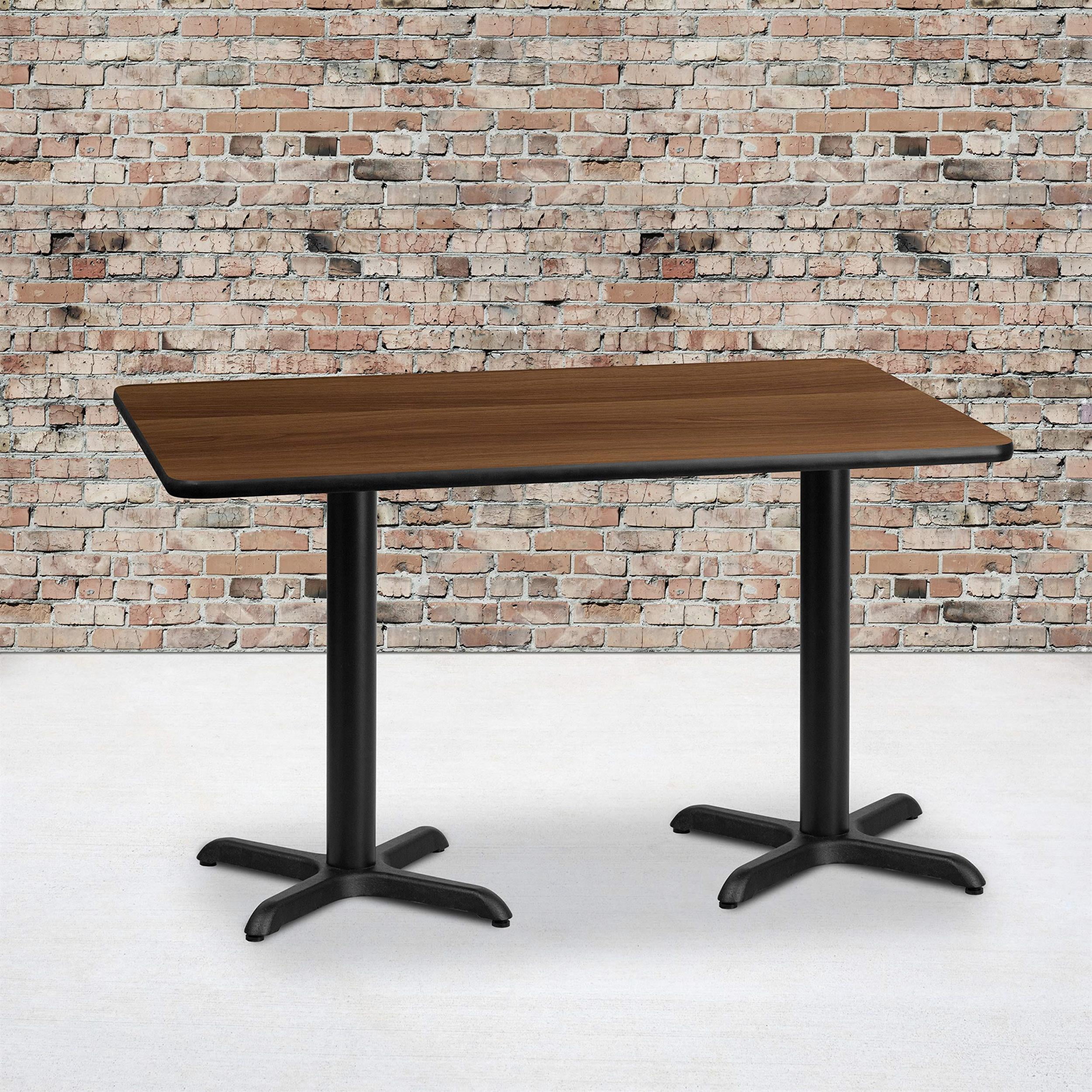 Pemberly Row 30" x 60" Restaurant Dining Table in Black and Walnut ...