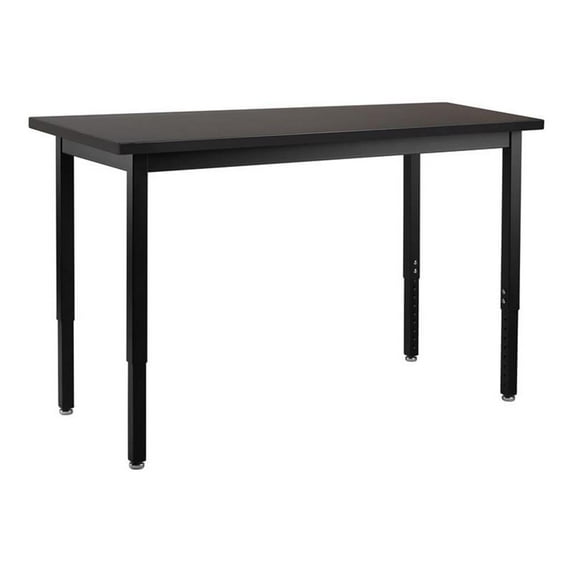 Pemberly Row 30x72" Metal Science Lab Table with Phenolic Top in Black ...