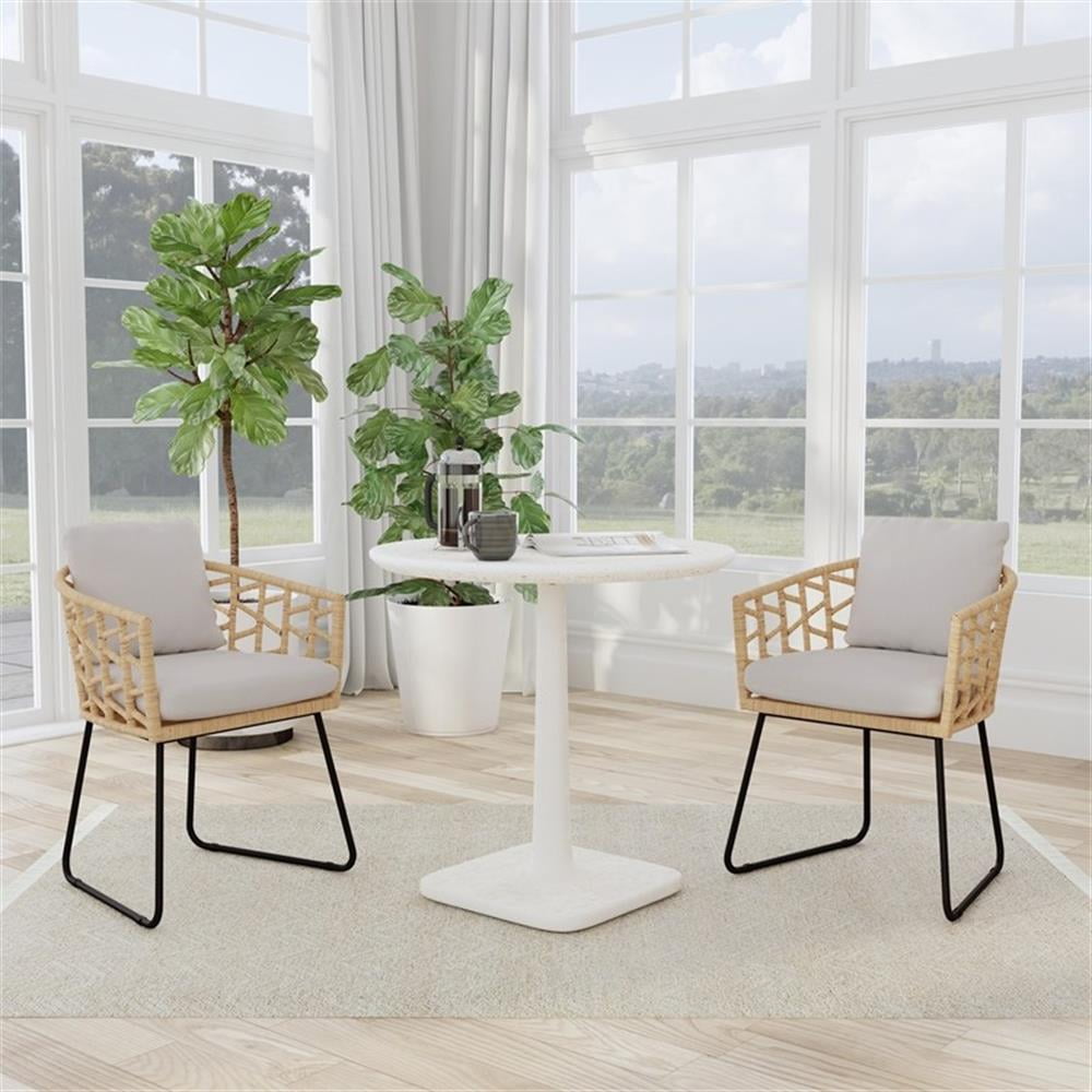 Pemberly Row 31" Concrete Stone Outdoor Bistro Table in White - Walmart.com
