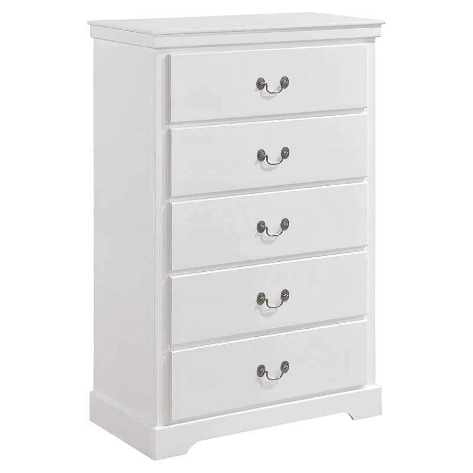 Pemberly Row 31-inch 5 Drawers Traditional Wood Chest in White ...