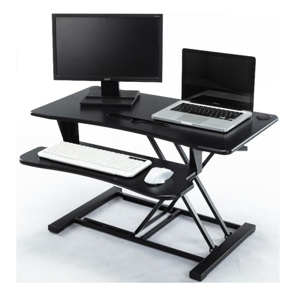 Pemberly Row 32" Adjustable Height Modern MDF Wood Workstation in Black ...
