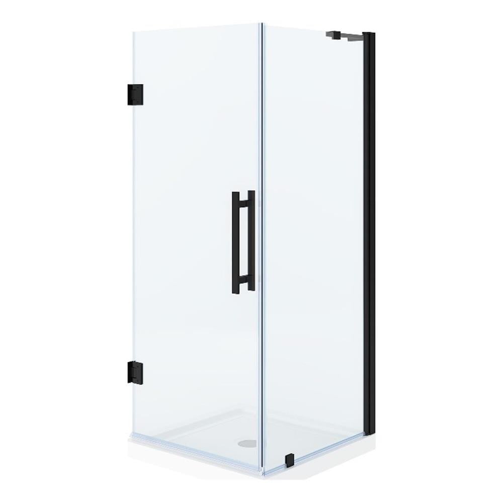 Pemberly Row 32 x 32 x 74-3/4 Corner Shower Kit with Base and Door in ...