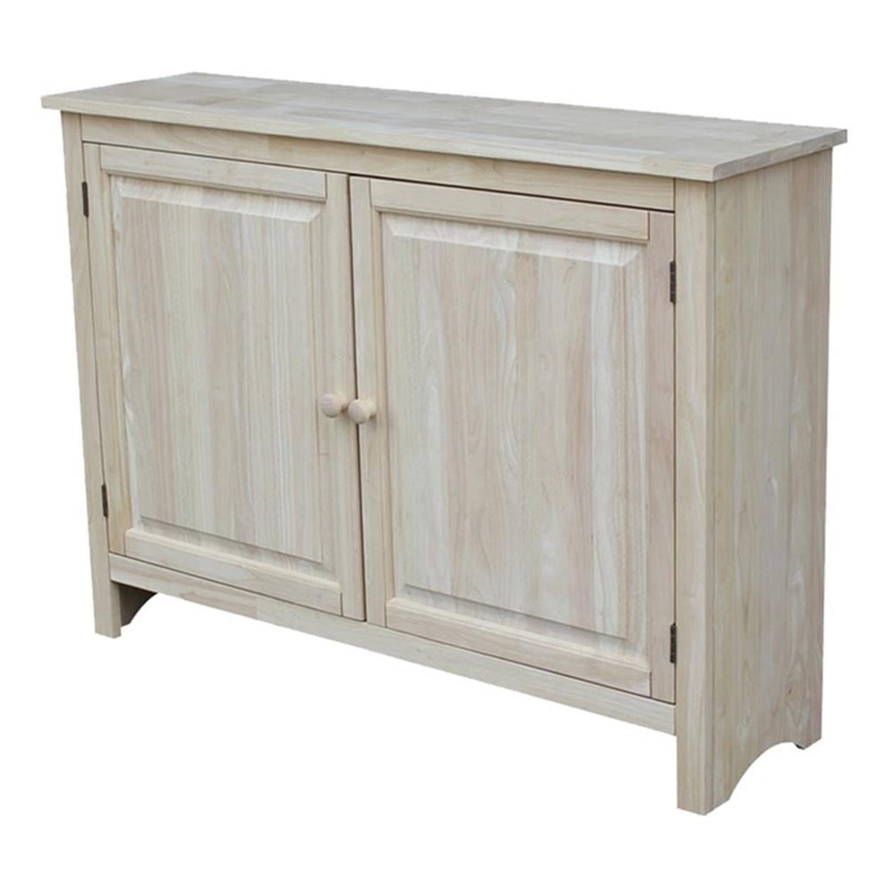 Pemberly Row 34" Traditional Solid Parawood Hall Cupboard in Natural ...